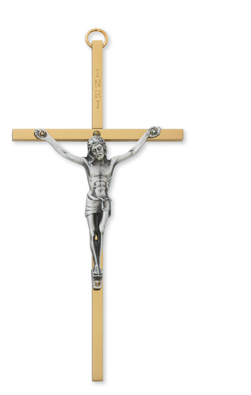 6" Two-Toned Gold and Silver Color Wall Crucifix — The Roman Catholic Store