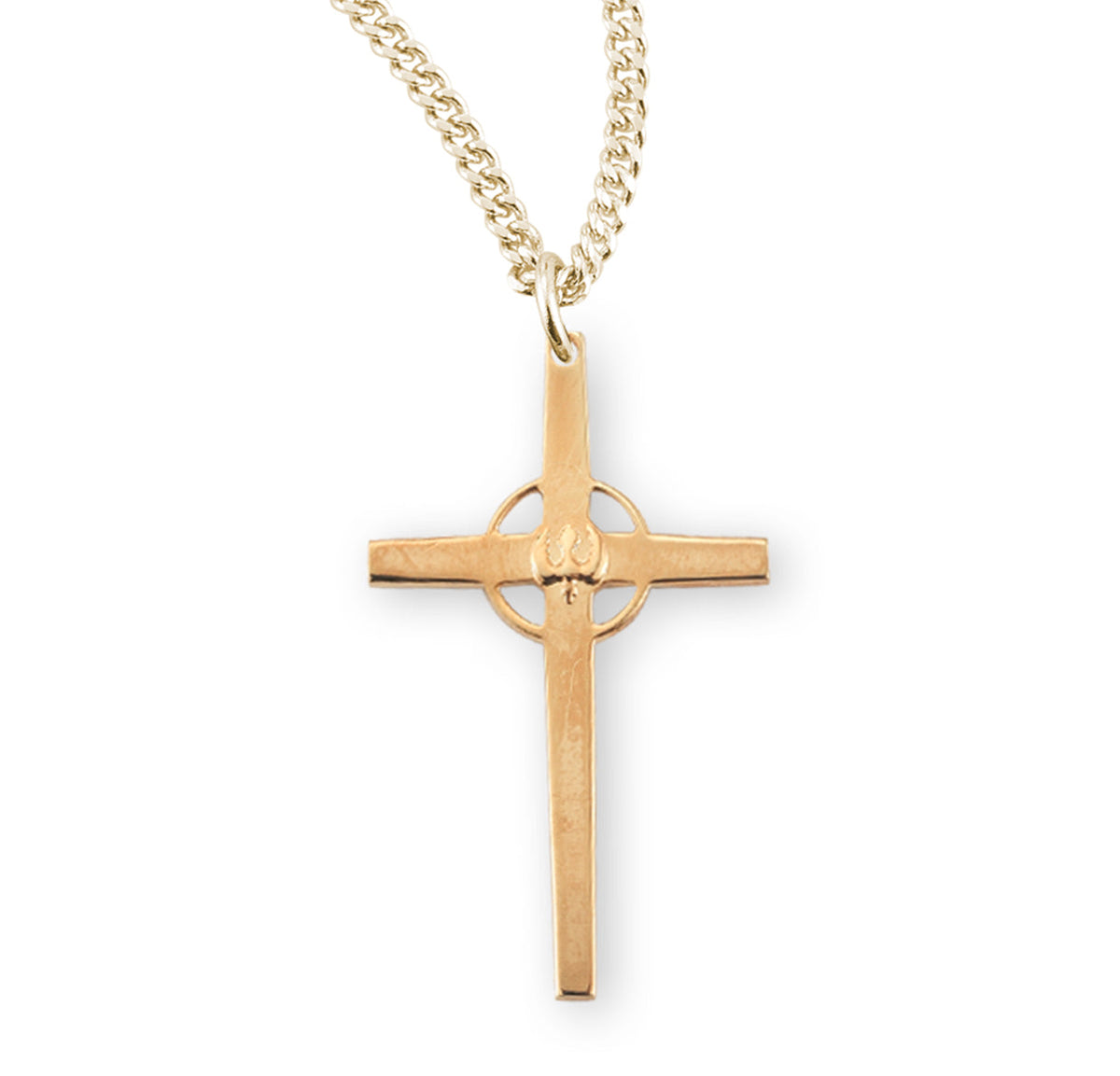 Gold Over Sterling Silver High Polished Holy Spirit Cross with a Pierc ...