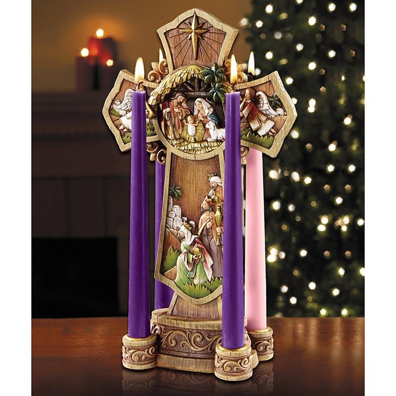 13 inch Nativity Cross Advent Wreath — The Roman Catholic Store